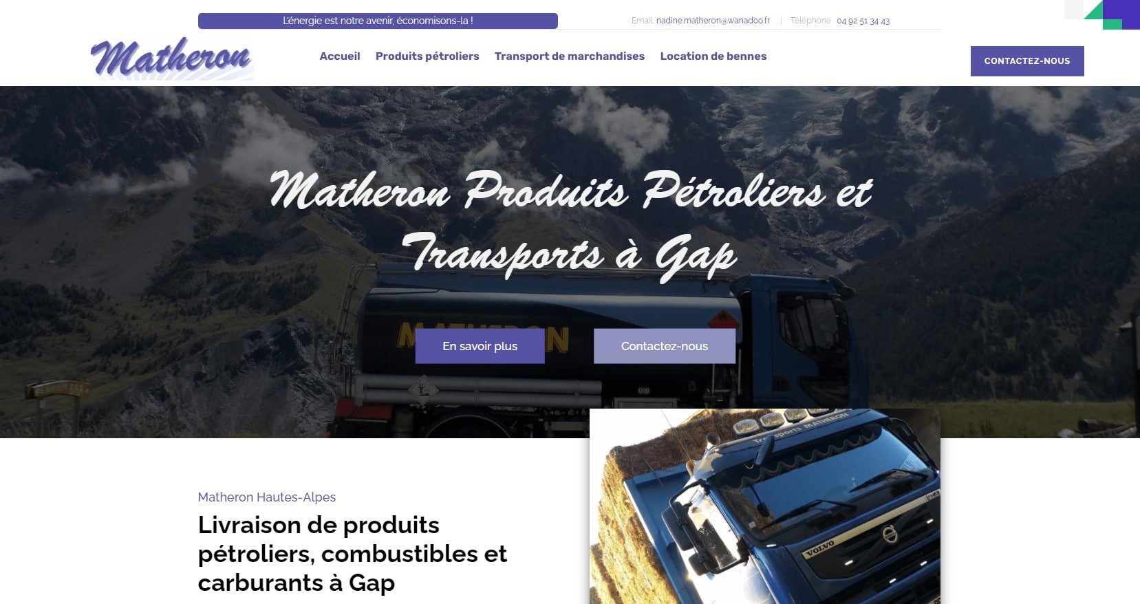 benne déchets 05 - Matheron, livraison de produits combustibles